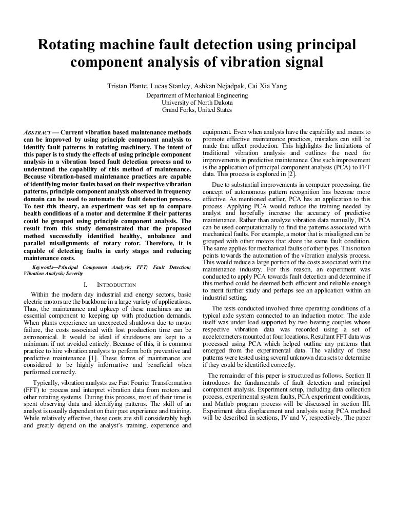 Rotating Machine Fault Detection Using Principal Component Analysis O 4482
