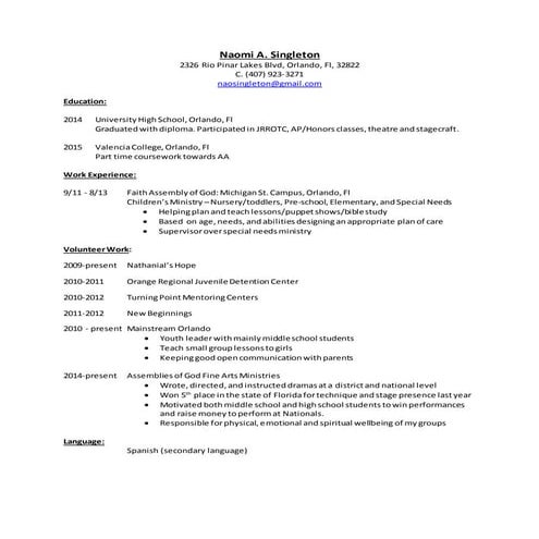 Work Resume | DOCX | Daycare and Pre-School | Parenting