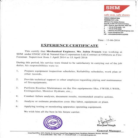EXPERIENCE CERTIFICATE | PDF