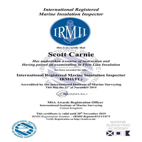 IRMII FL Certificate | PDF