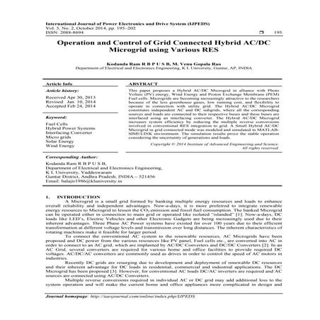 Operation And Control Of Grid Connected Hybrid Acdc Microgrid Using