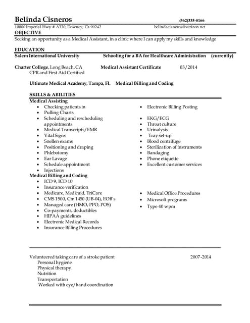 Connie Vernon Resume | DOC | Medical Health