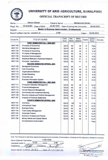 Offical Transcript August | PDF | Undergraduate Education | College Education