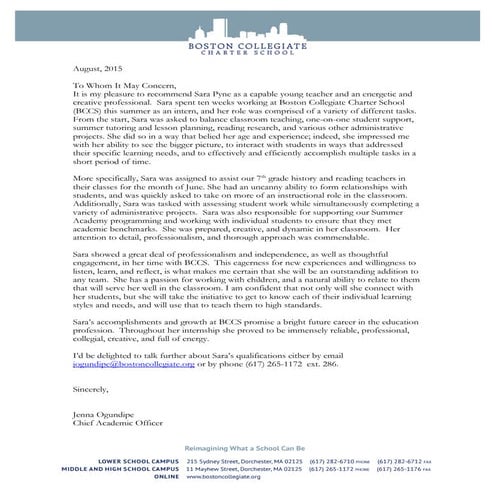 Letter of reference_Sara Pyne | PDF