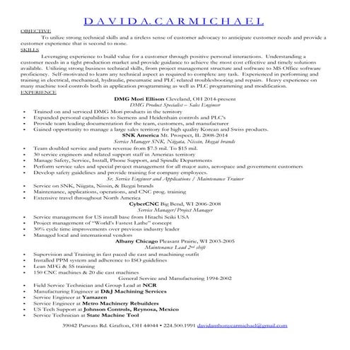 David Carmichael Brief Resume | PDF