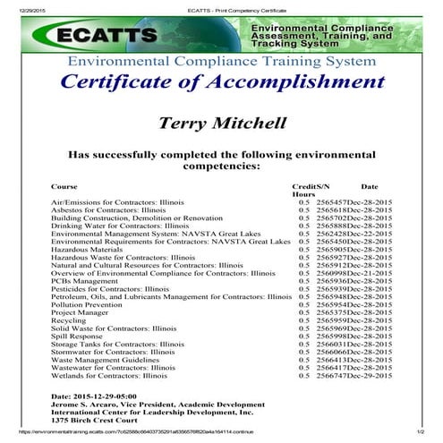 ECATTS - Print Competency Certificate | PDF