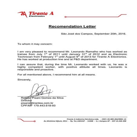 Carta de recomendação | PDF