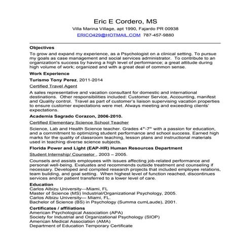 Eric E Corderoresumenov23 | DOC | Professional School | Postgraduate Education