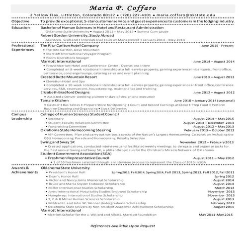 Maria Coffaro Resume | DOCX | Resume Writing and Advice | Job Search