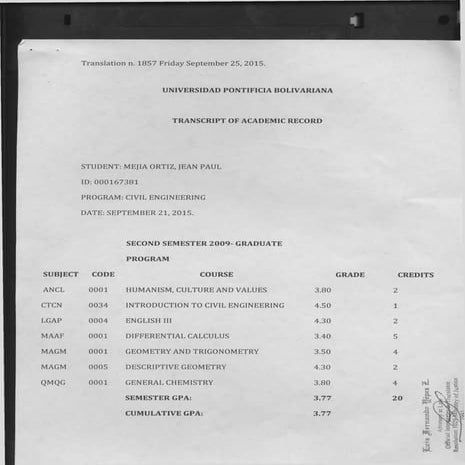 Transcripts Civil engeneering | PDF