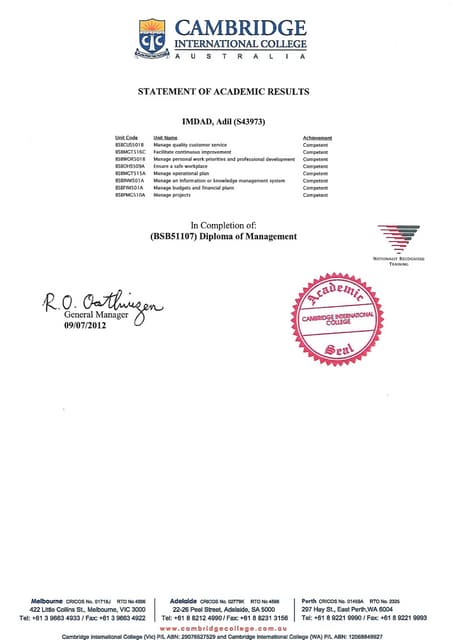 Certificate 3 CompletionLetter | PDF
