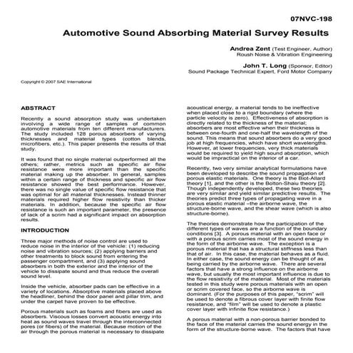 Acoustic Absorbing Material Study | DOC