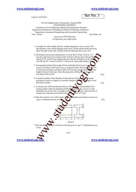 Engineering Graphics Jntu Model Paper{Www.Studentyogi.Com} | PDF