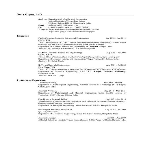 Neha Gupta CV | PDF