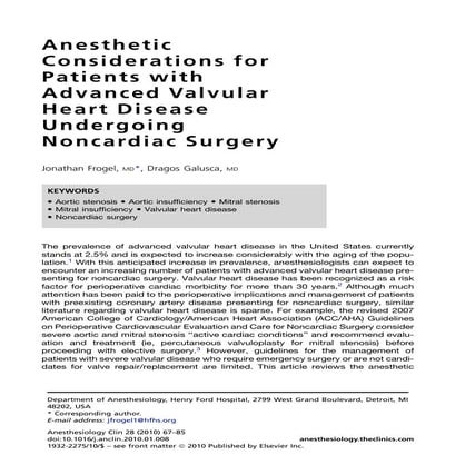 ANESTESIA EN PACIENTE VALVULOPATA | PDF