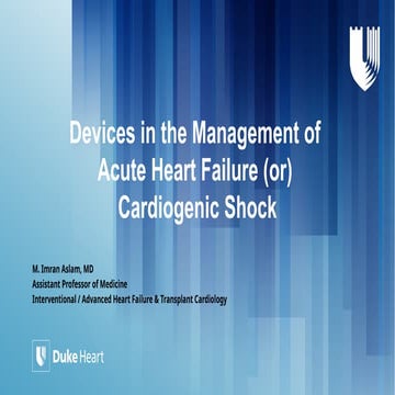 Devices in the Management of Acute Heart Failure (or) Cardiogenic Shock ...