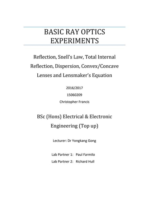 SAMPLE LABReport for Experiment - 15Geometric Optics.docx