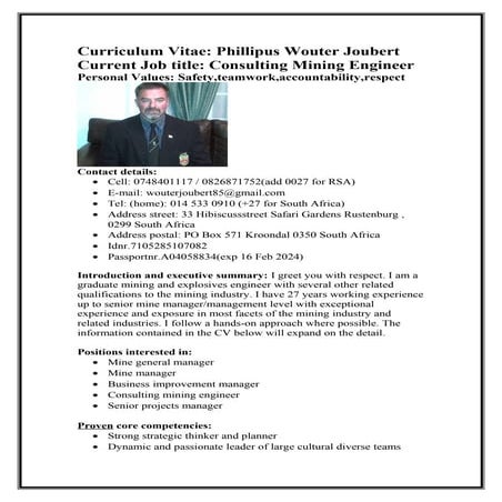 CV Wouter Joubert newest | PDF