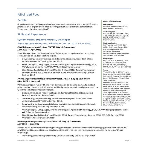 MichaelFoxResume20150616 | DOCX