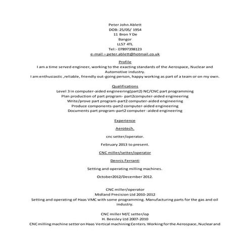 cv no5 peter ablett | PDF