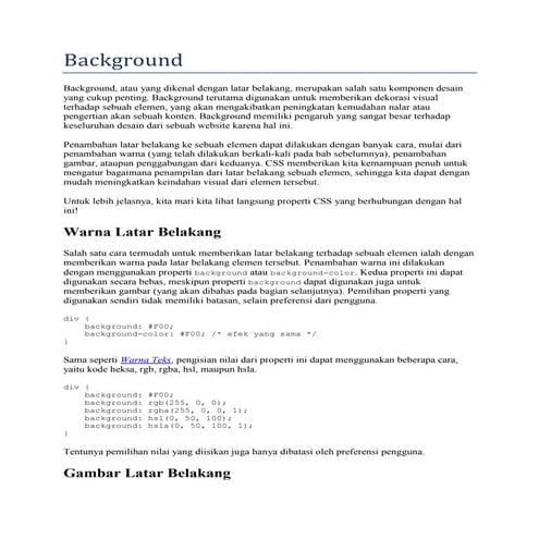 webdesign dasar : 07 background | PDF