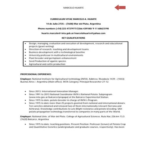 Huarte CV 2016 | PDF