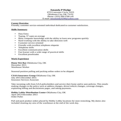 Amanda's Resume | PDF