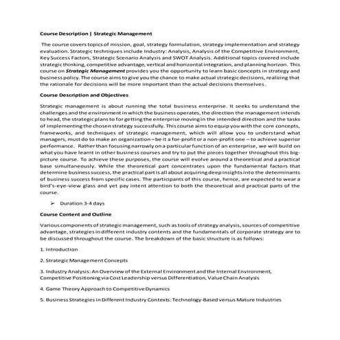 Strategic Management | PDF