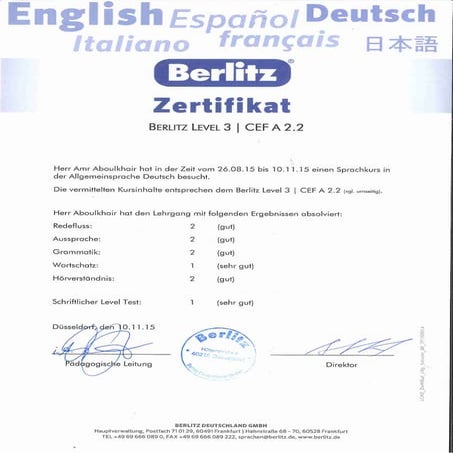Deutsch certificate | PDF