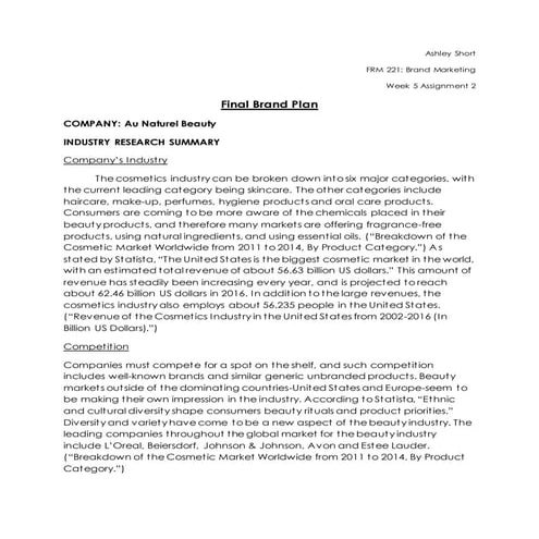 Cosmetics business plan | PDF