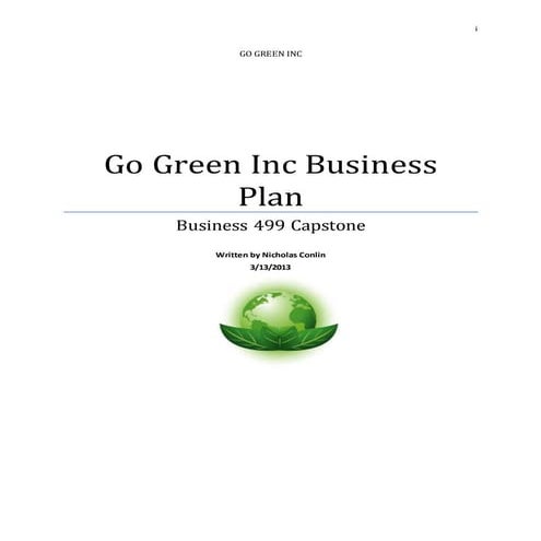 Go Green Inc Business Plan | DOCX