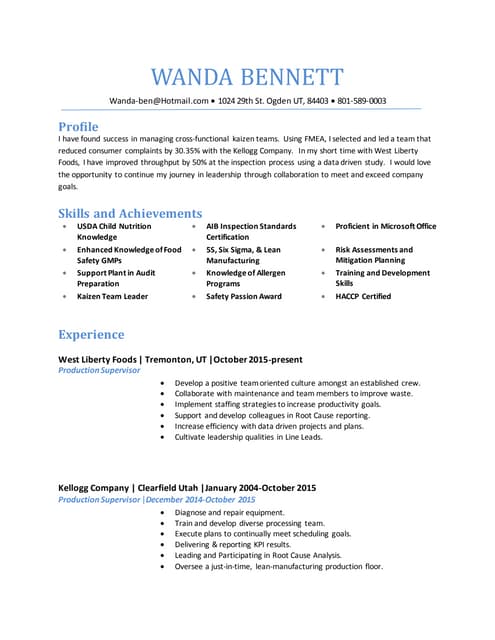 Paulina Ovalle Resume | DOCX | Food Industry | Industries