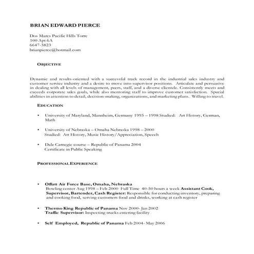 brian pierce resume 1 1 | DOCX | Business | Business and Finance