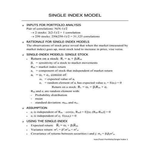 Model Indeks Tunggal | PDF