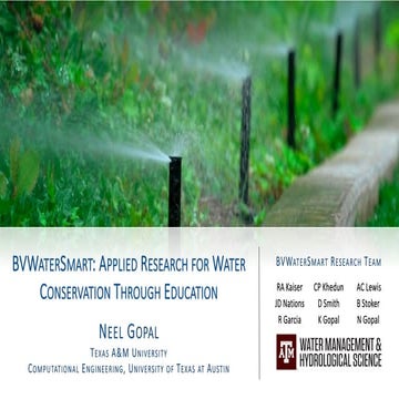 BV Water Smart: Conservation Through Education - Neel Gopal | PDF