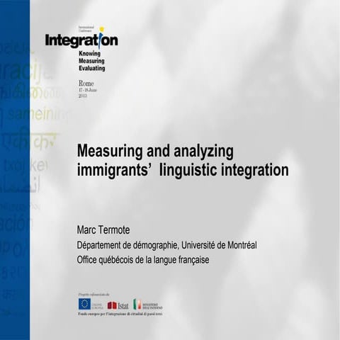 M. Termote - Measuring and analyzing immigrants’ linguistic integration ...