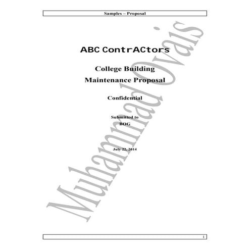 07 practical writing sample - building maintenance proposal | PDF