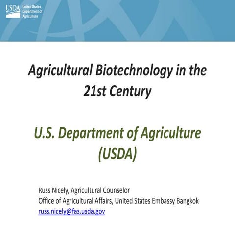 Agricultural Biotechnology in 21st Century - USDA's Perspective | PPTX