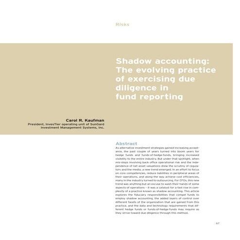 Shadow Accounting - The Evolving Practice Of Exercising Due Diligence ...