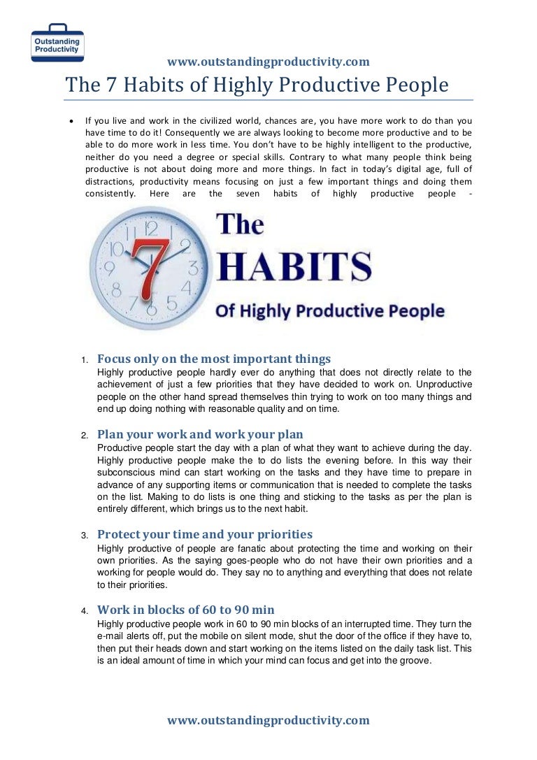 7 Habits Of Highly Productive People