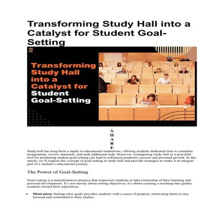 10 Strategies For Promoting Goal-setting In Study Hall | Future ...