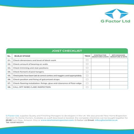 08. Joist Checklist | PDF