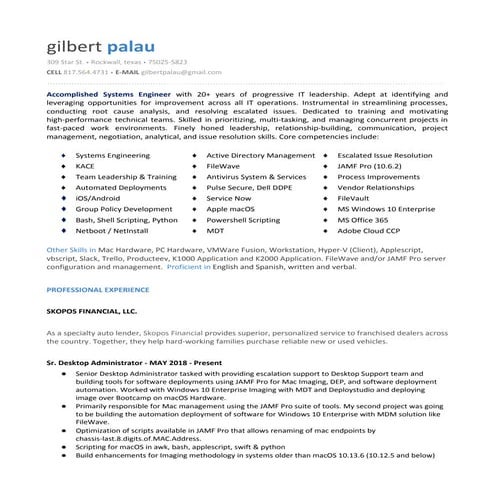 Gilbert Palau Resume | PDF