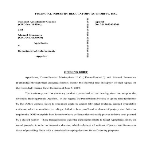 Lawyer's response for FINRA Appeal | PDF
