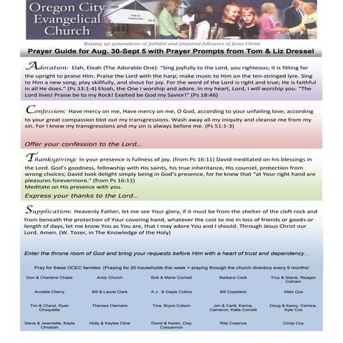 08 30 09 Prayer Sheet (Dressel) | PDF