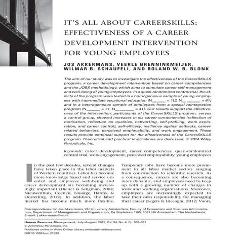 Akkermans et al. (2013) Competencies for the Contemporary Career | PDF