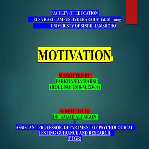 Motivation- Psychology | PPT