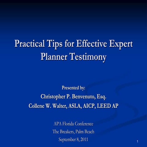 9/8 THUR 16:00 | Practical Tips for Effective Expert Planning Testimony ...