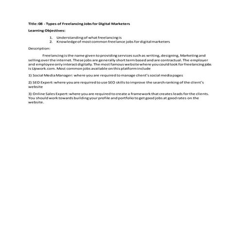 08 types of freelancing jobs | PDF
