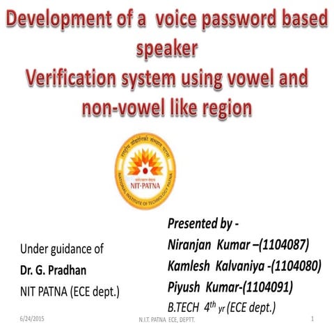 VOICE PASSWORD BASED SPEAKER VERIFICATION SYSTEM USING VOWEL AND NON ...
